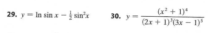 Solved 29. y = In sin x In sin x – į sinx 30. y = (x2 + 1) | Chegg.com
