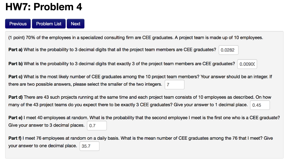 Solved HW7: Problem 4 Previous Problem List Next (1 point) | Chegg.com