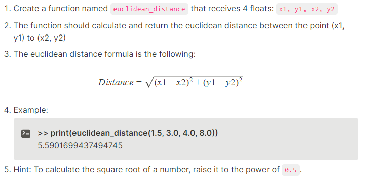 Solved 1. Create a function named that receives 4 floats: | Chegg.com