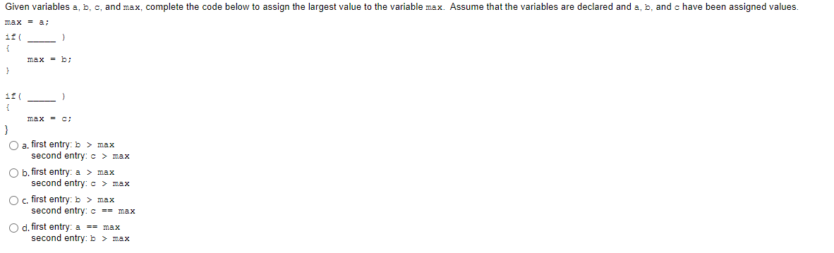 Solved Complete the code below choosing the best output | Chegg.com