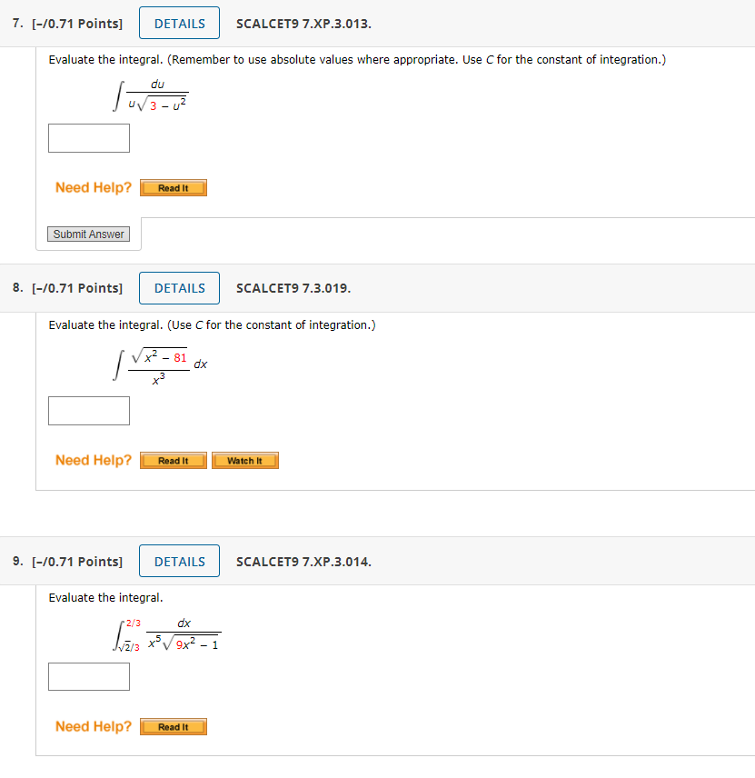 Solved 7. [-70.71 Points] DETAILS SCALCET9 7.XP.3.013. | Chegg.com