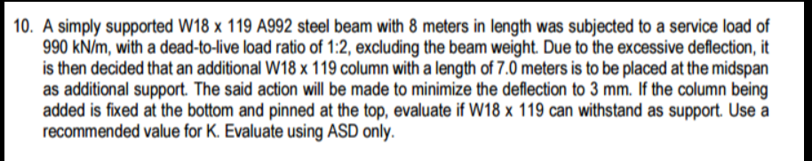 10. A simply supported W18 x 119 A992 steel beam with | Chegg.com