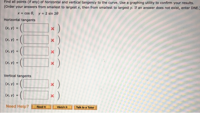 Solved Find all points (if any) of horizontal and vertical | Chegg.com
