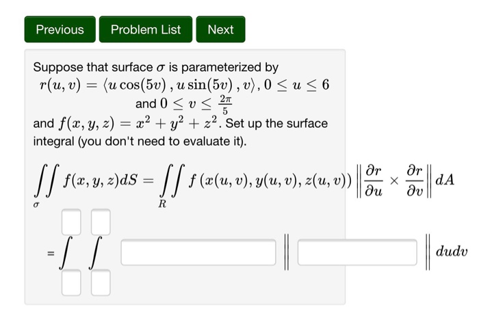 Solved Suppose that surface sigma is parameterized by r(u, | Chegg.com
