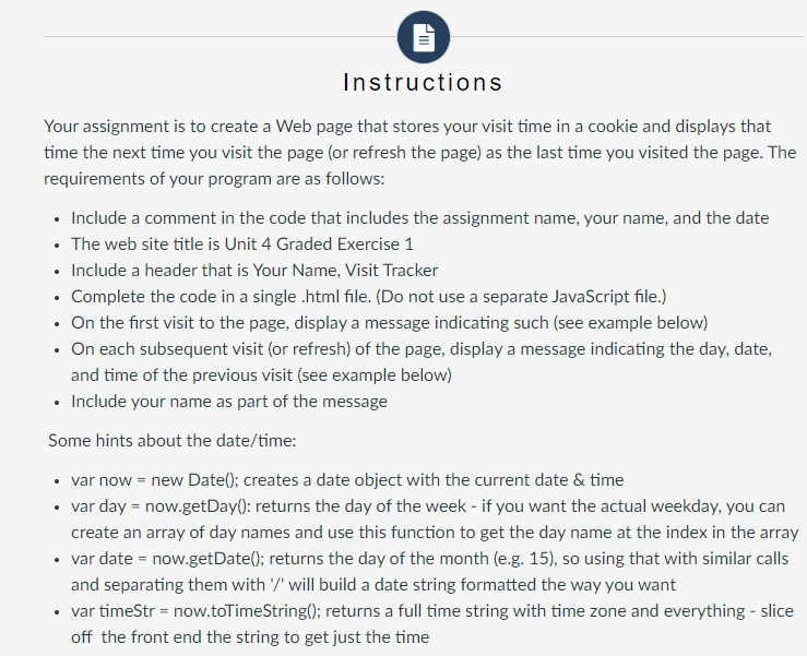 Solved Your assignment is to create a Web page that stores | Chegg.com
