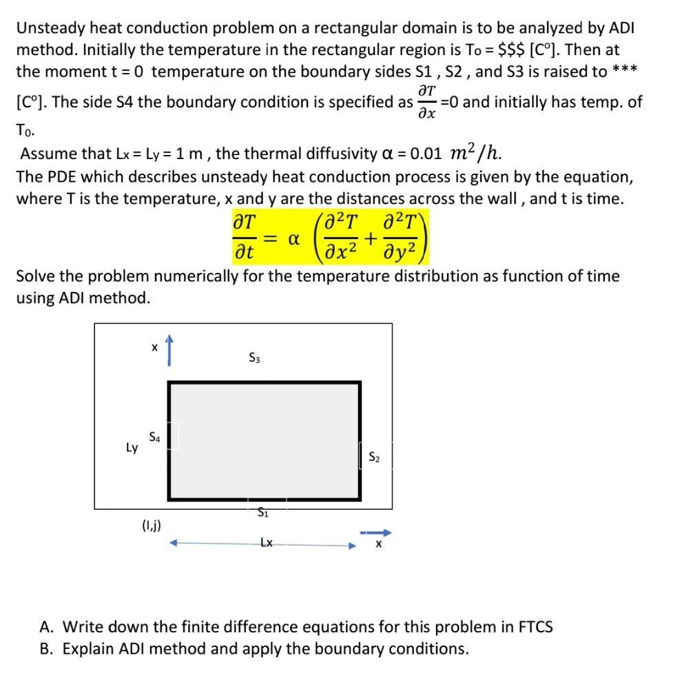 Solved Unsteady Heat Conduction Problem On A Rectangular