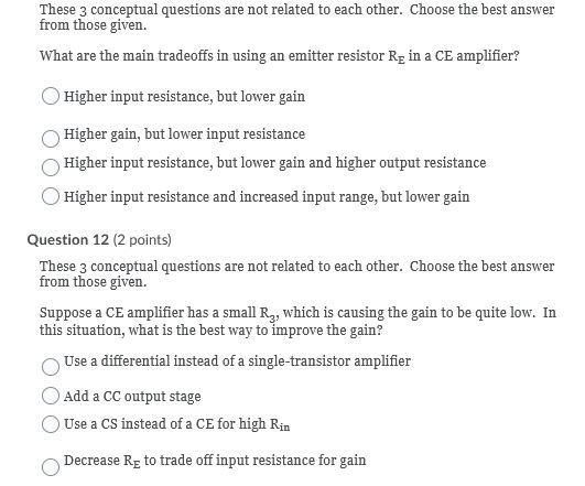 Solved These 3 conceptual questions are not related to each | Chegg.com