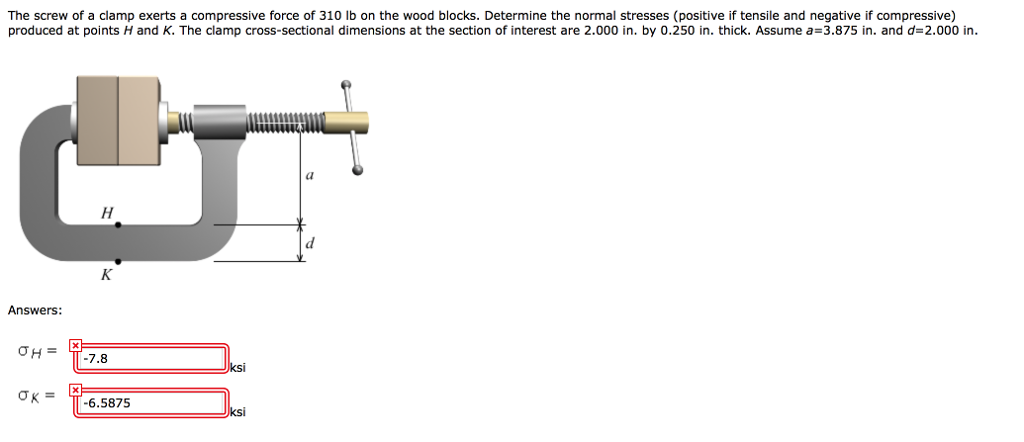 Solved The screw of a clamp exerts a compressive force of | Chegg.com