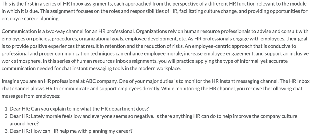 This is the first in a series of HR Inbox | Chegg.com