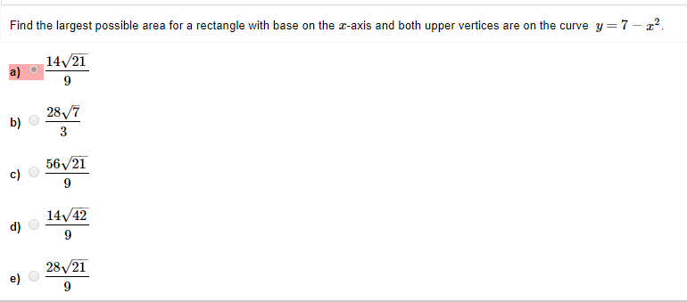 Solved Find the largest possible area for a rectangle with | Chegg.com