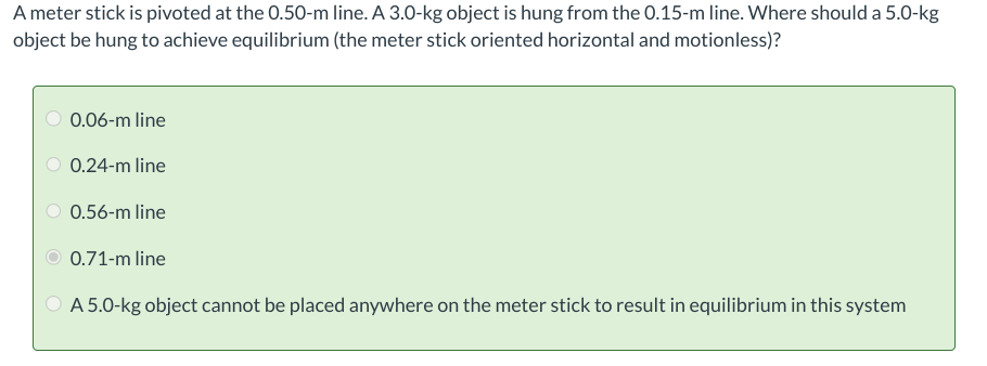 Solved A meter stick is pivoted at the \( 0.50-\mathrm{m} \) | Chegg.com