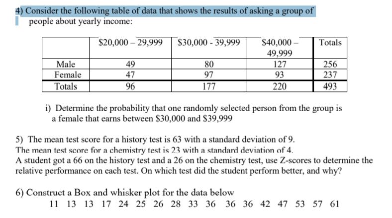 Solved 4) Consider the following table of data that shows | Chegg.com