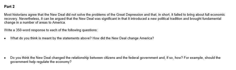 / The Great Depression Part 1 Complete the chart by | Chegg.com