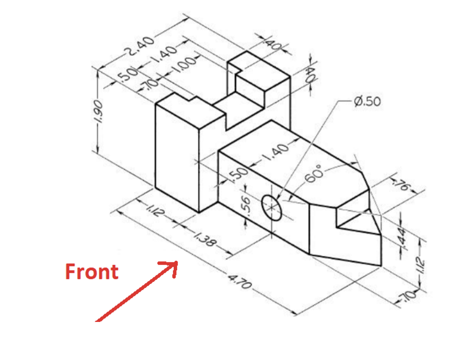 Solved Front Sketch the front, top and right-side views of | Chegg.com