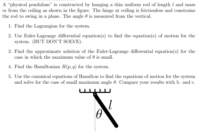 Solved A "physical pendulum" is constructed by hanging a | Chegg.com