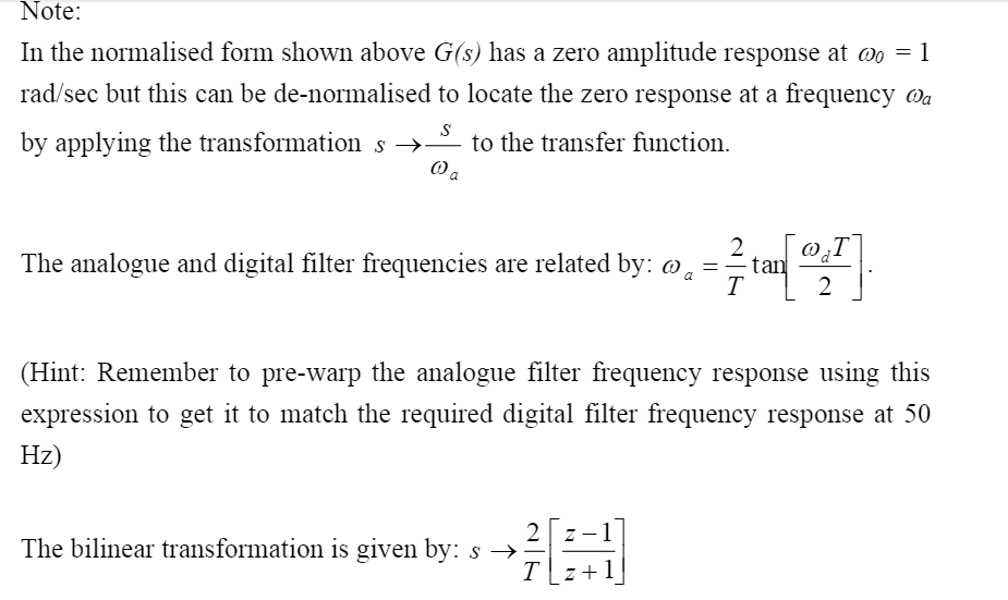 Solved Using The Bilinear Transform Method Determine The