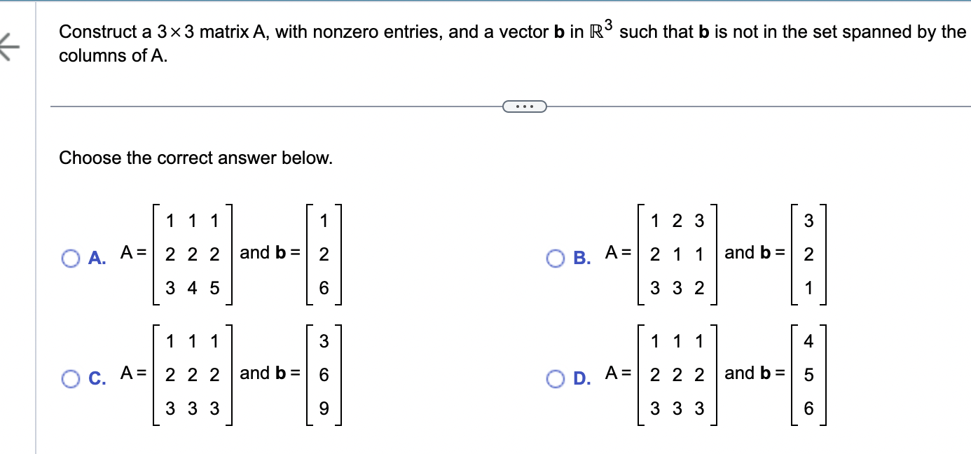 Solved Construct a 3×3 matrix A, with nonzero entries, and a | Chegg.com