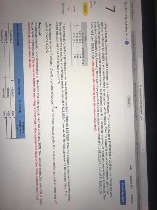 Solved To Do Chapter 11 Pre-Built Problems Help Save& Exit | Chegg.com