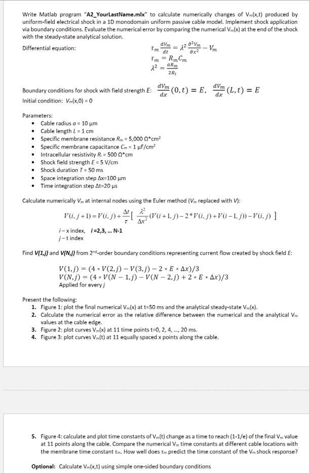 Write Matlab program "A2_YourLastName.mlx" to | Chegg.com