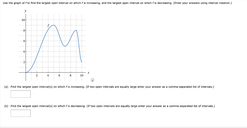 Solved Use the graph of f to find the largest open interval | Chegg.com