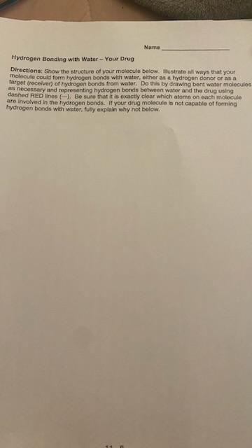 Solved Hydrogen Bonding with Water - Exerciae Directions: | Chegg.com