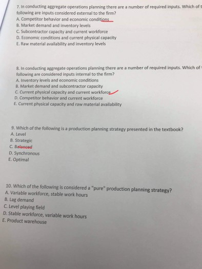 Solved 7. In conducting aggregate operations planning there | Chegg.com