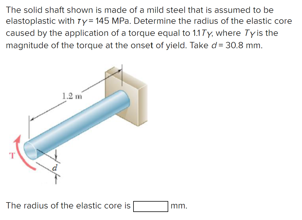 Solved The solid shaft shown is made of a mild steel that is | Chegg.com