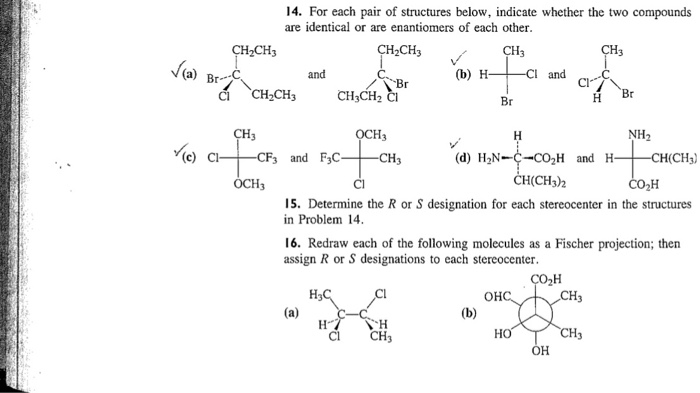 Solved 14. For each pair of structures below, indicate | Chegg.com