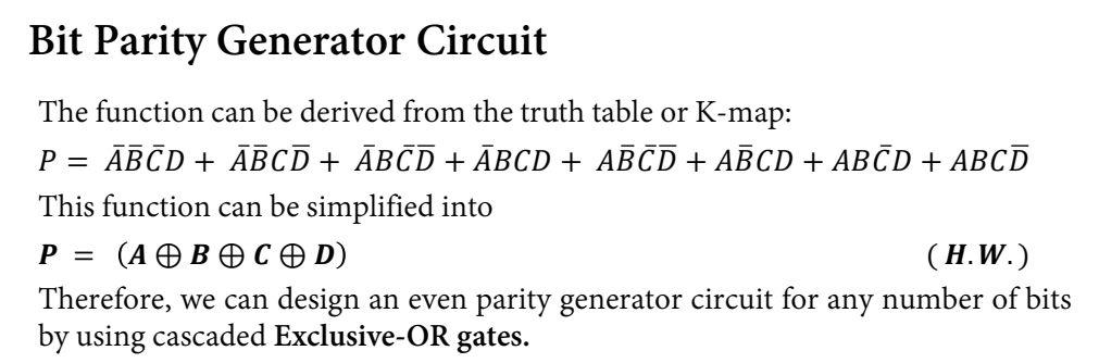 Solved Bit Parity Generator Circuit The function can be | Chegg.com