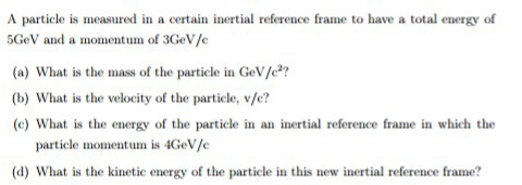 Solved A particle is measured in a certain inertial | Chegg.com