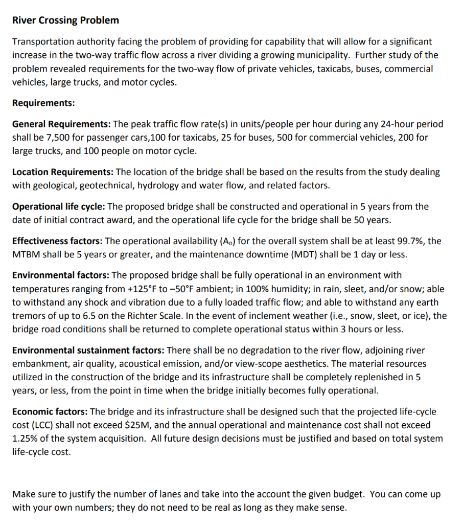 River Crossing Problem Transportation authority | Chegg.com