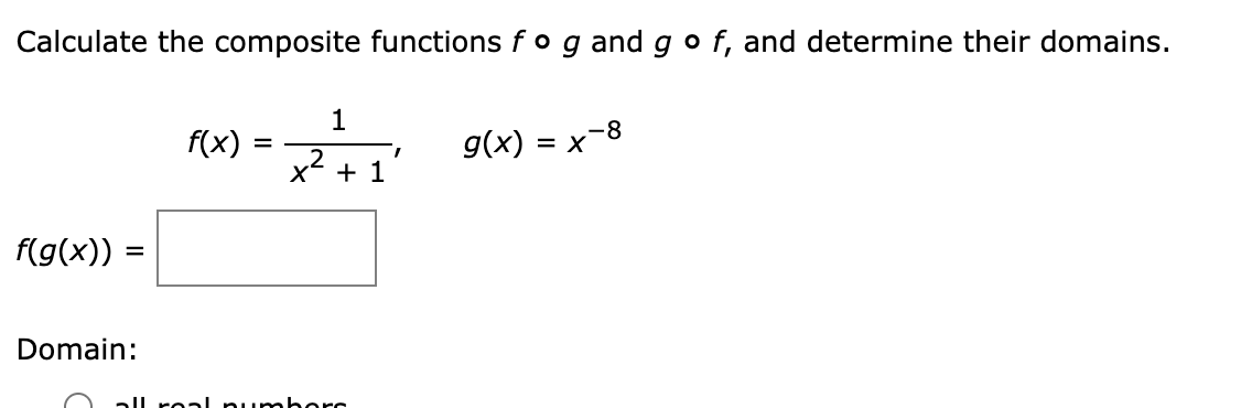 Solved Calculate the composite functions f ∘ g and g ∘ f, | Chegg.com