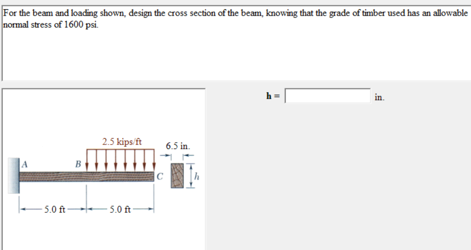 Solved For the beam and loading shown, design the cross | Chegg.com