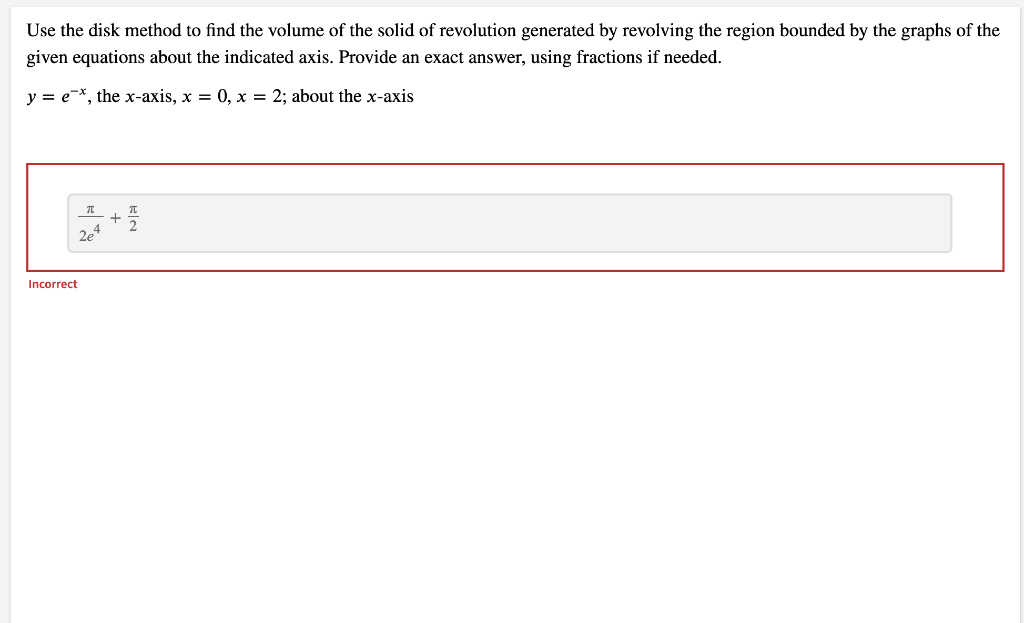 Solved Use the disk method to find the volume of the solid | Chegg.com
