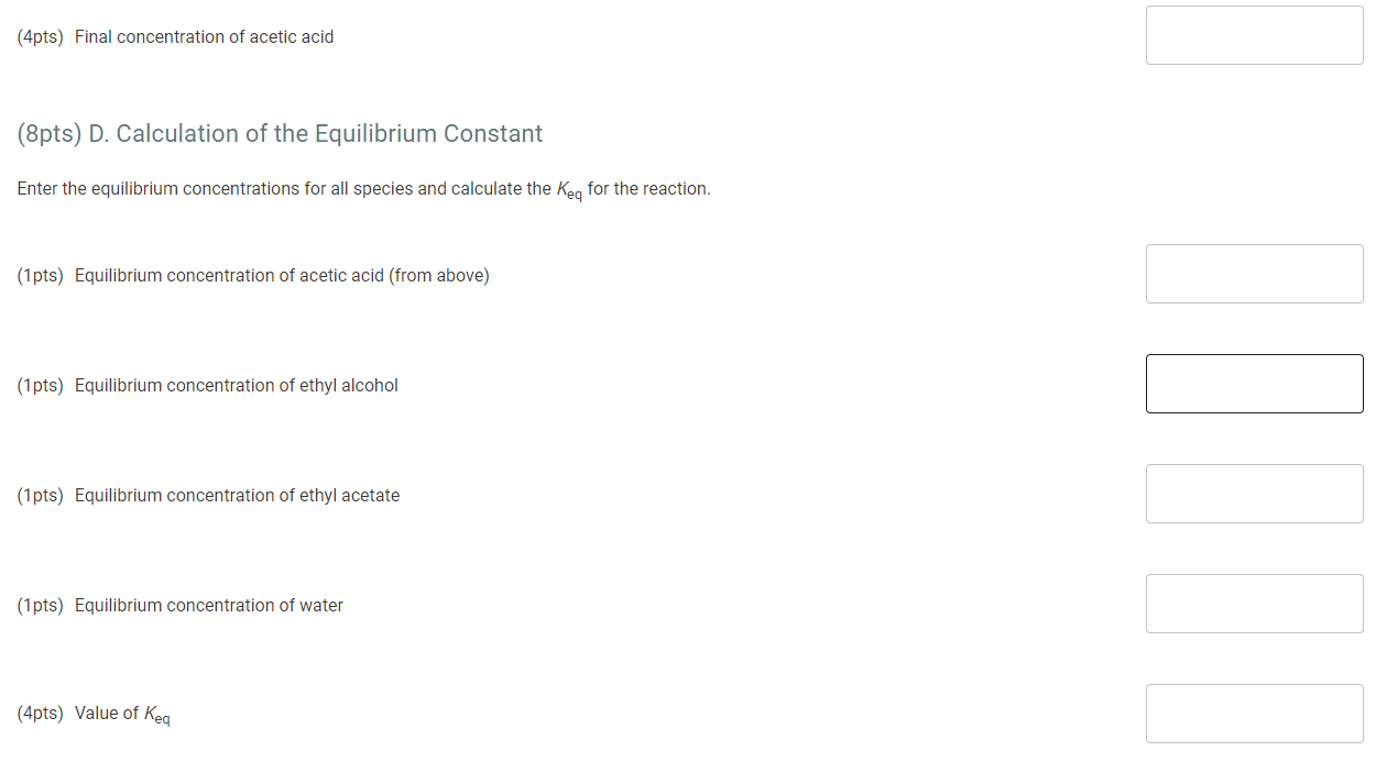Solved A. Determination of initial concentrations Volume of | Chegg.com