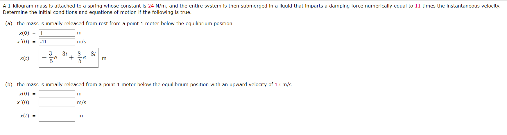 Solved Determine the initial conditions and equations of | Chegg.com