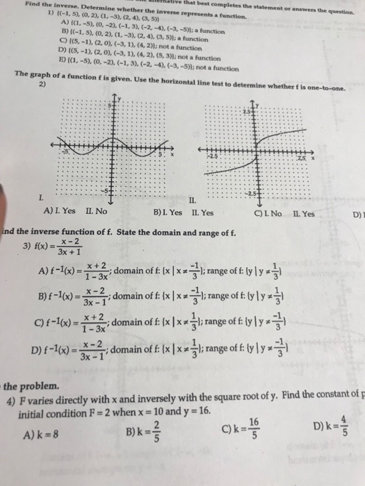 Solved Find the inverse. Determine whether the inverne | Chegg.com