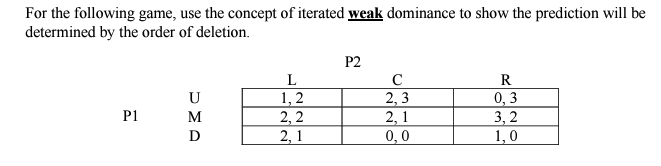Solved For the following game, use the concept of iterated | Chegg.com