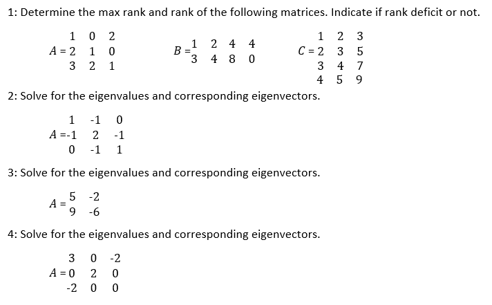 Solved 1: Determine the max rank and rank of the following | Chegg.com