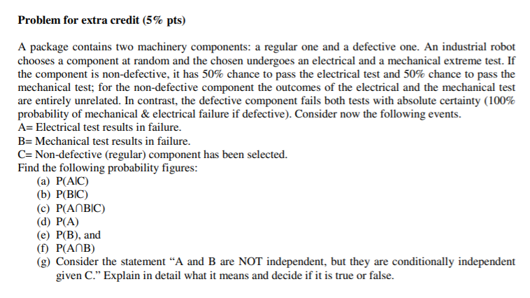 Solved Problem for extra credit (5% pts) A package contains | Chegg.com