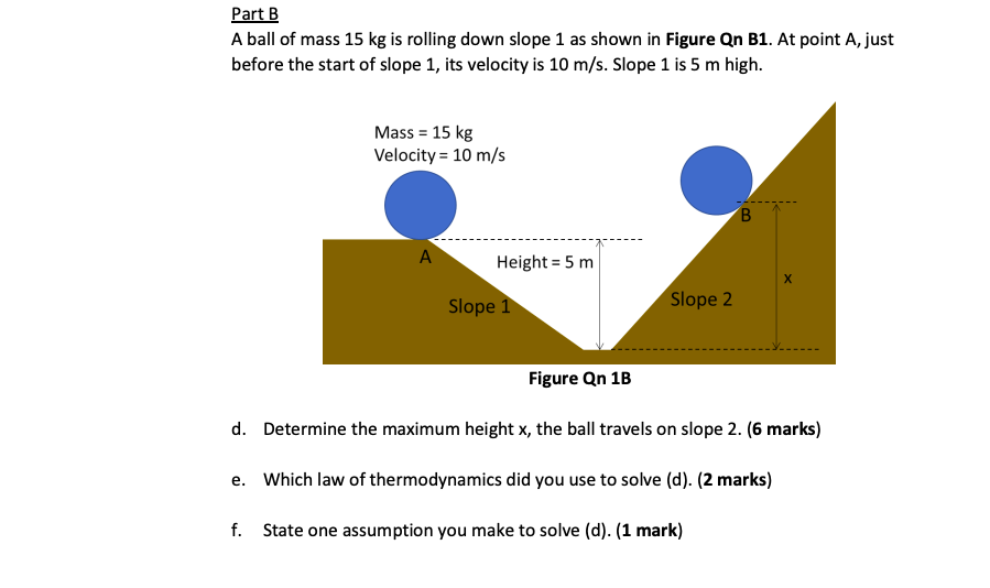 Solved A ball of mass 15 kg is rolling down slope 1 as shown | Chegg.com