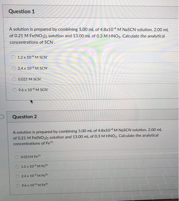 Solved Question 1 A solution is prepared by combining 5.00 | Chegg.com