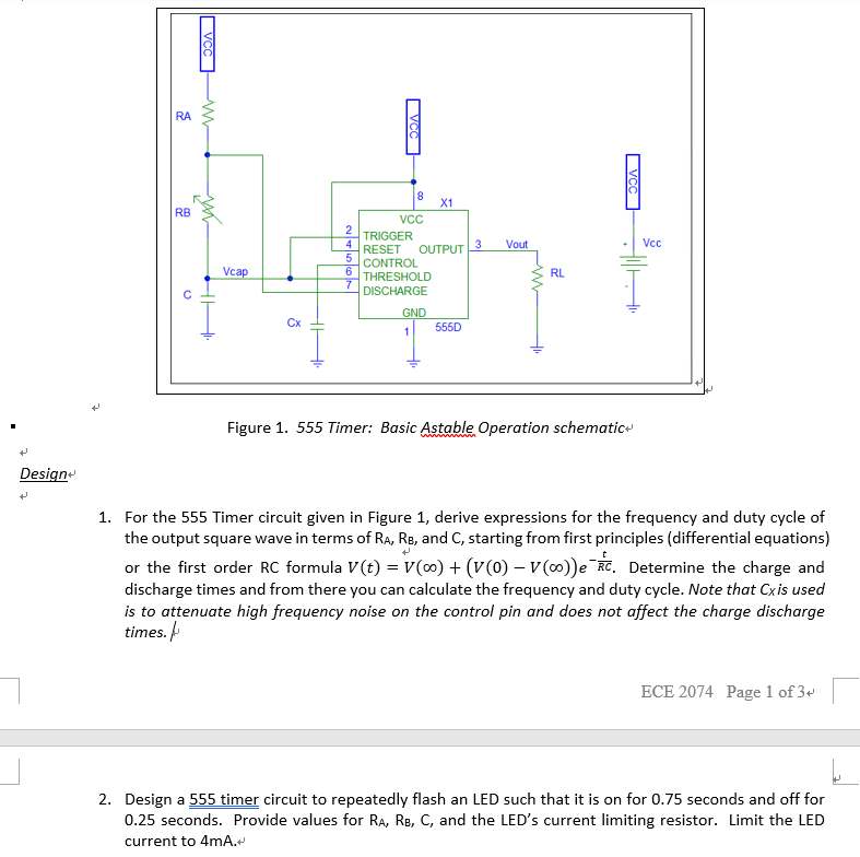 Solved RA X1 RB VCC TRIGGER RESET OUTPUT 3 Vout Vcc 5CONTROL | Chegg.com
