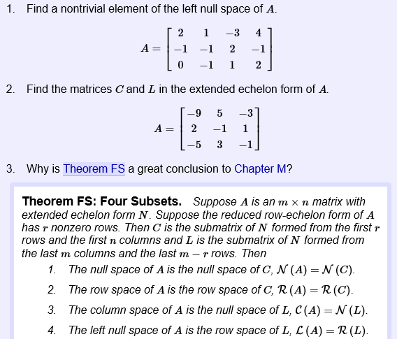 Solved 1. Find a nontrivial element of the left null space | Chegg.com