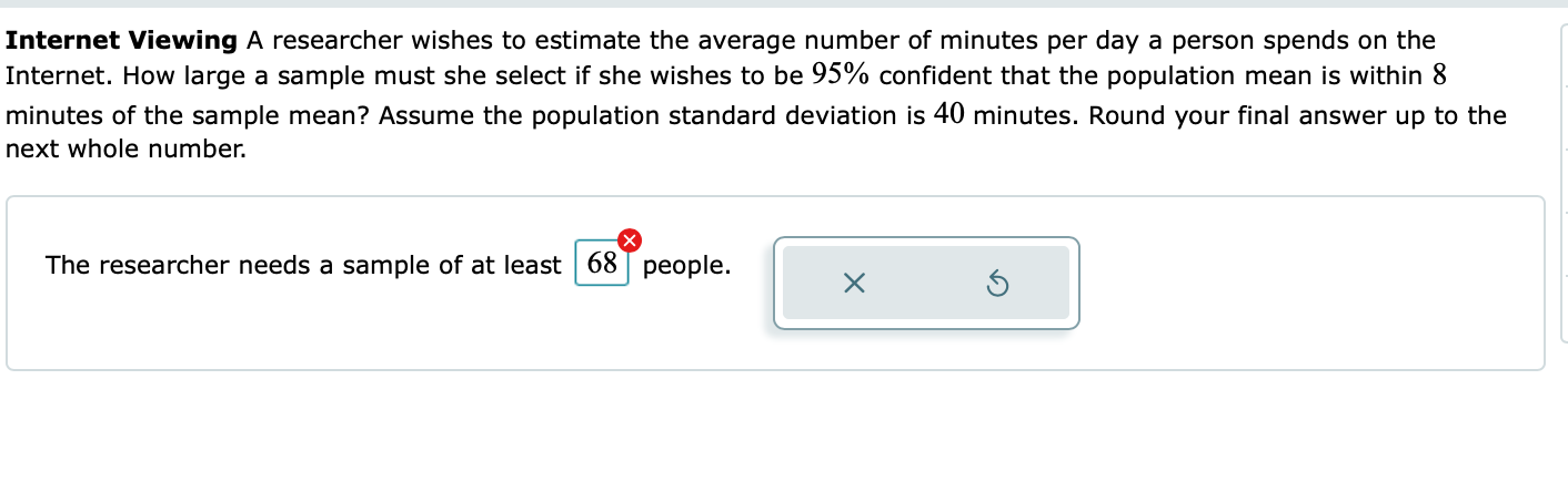 Solved Internet Viewing A researcher wishes to estimate the | Chegg.com