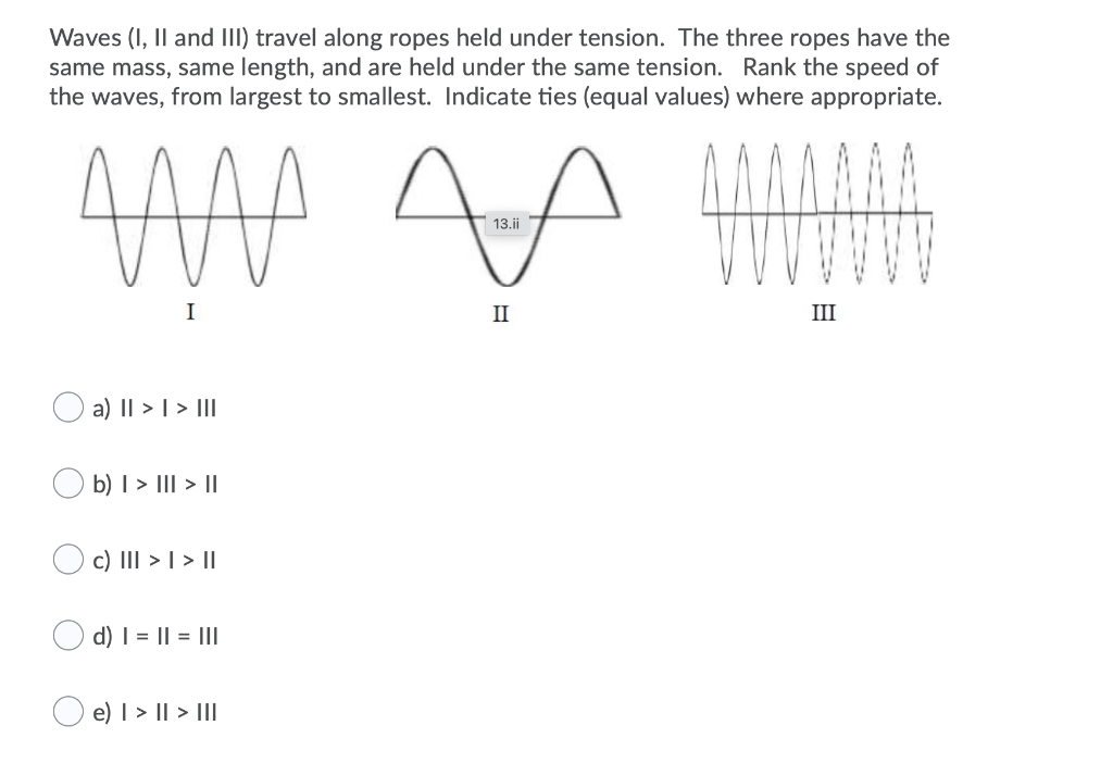 Solved Waves (I, II and III) travel along ropes held under | Chegg.com