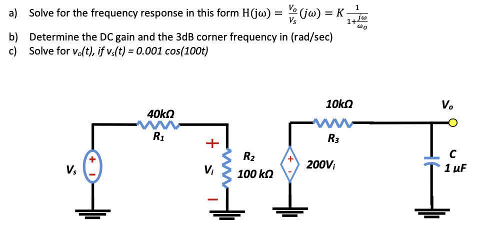 Solved a) Solve for the frequency response in this form | Chegg.com