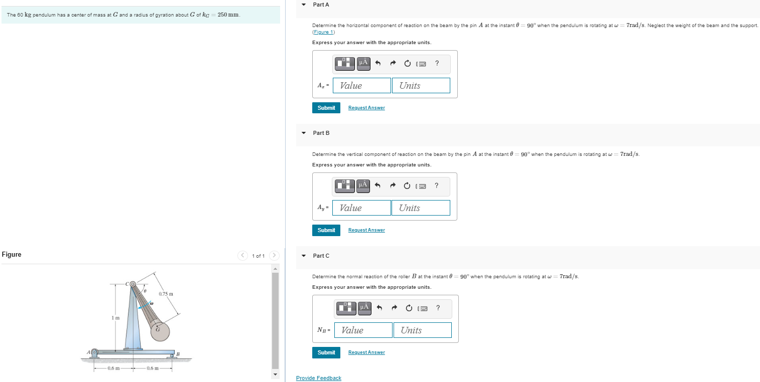 Solved The 60kg ﻿pendulum has a center of mass at G ﻿and a | Chegg.com