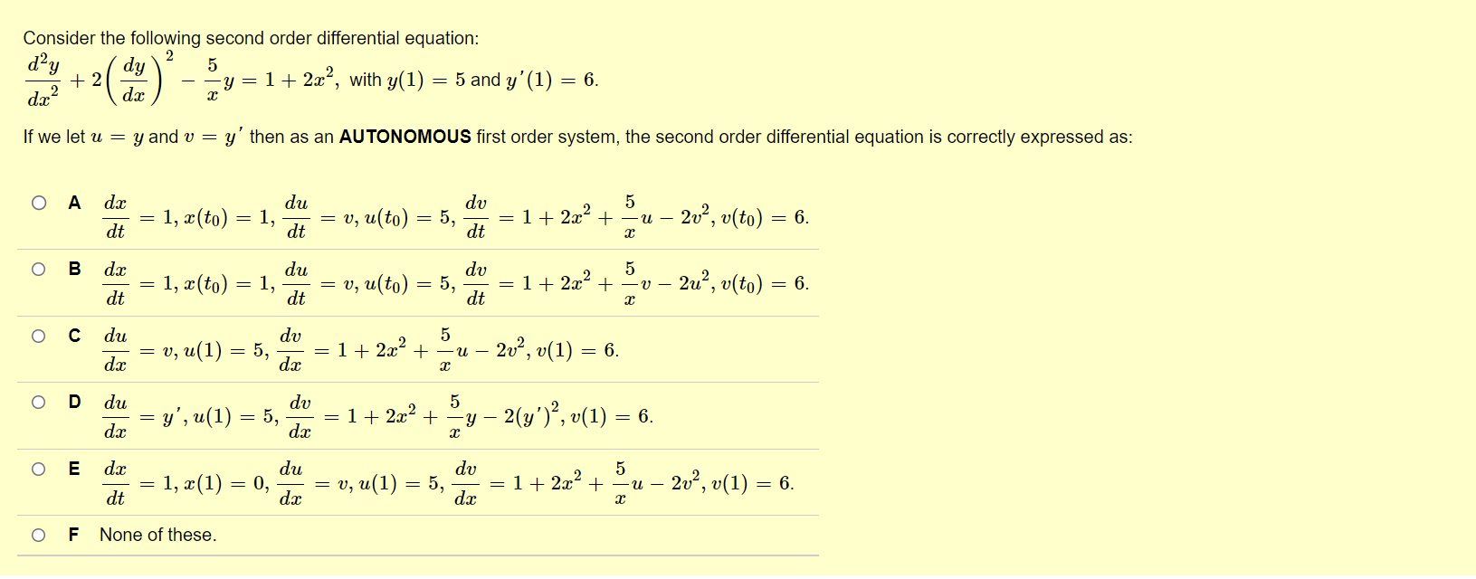 Solved Consider The Following Second Order Differential