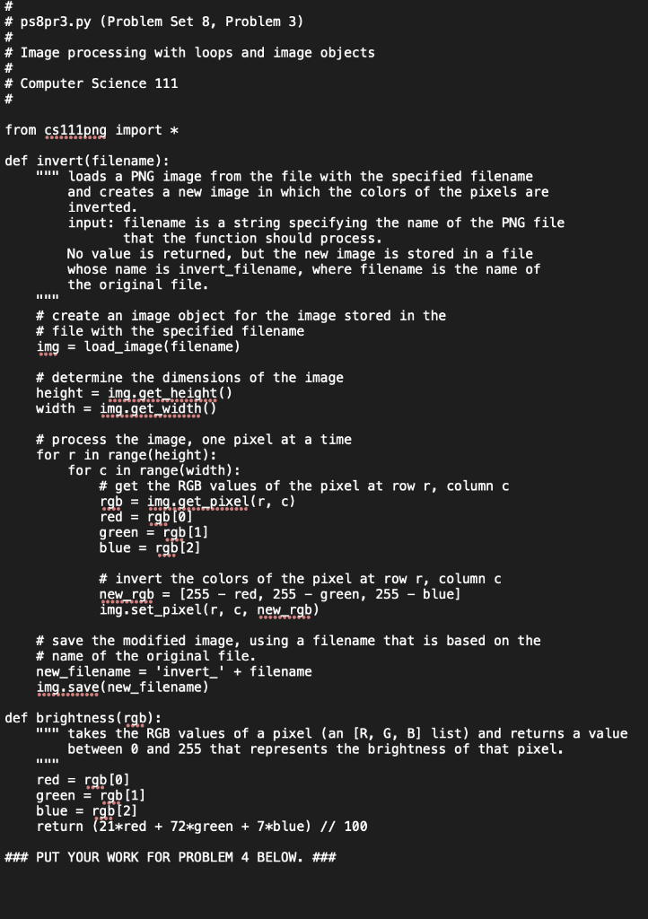 Problem 3: Image processing with Image objects 30 | Chegg.com